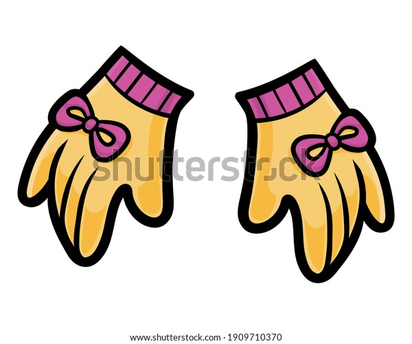 Cartoon Vector Illustration Children Gloves Girls Stock Vector (Royalty ...