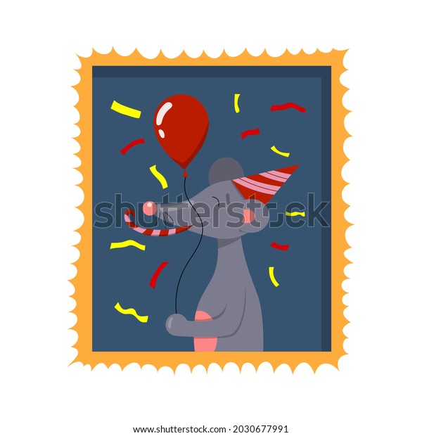 Cartoon Vector Illustration Children Mouse Celebrates Stock Vector ...