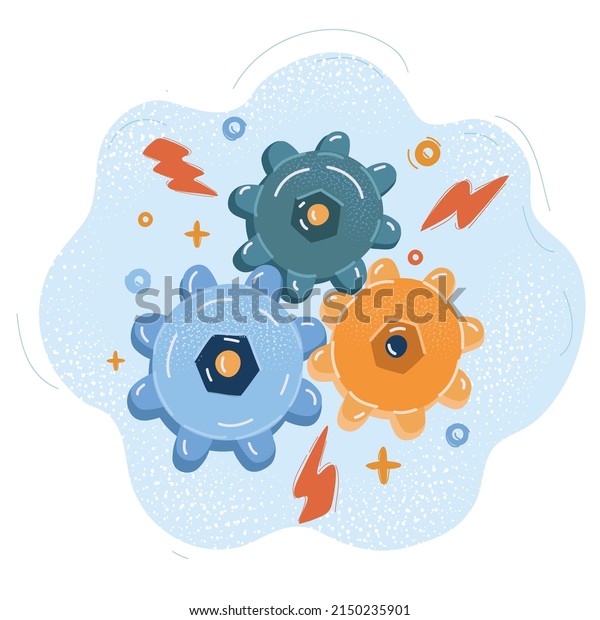 Cartoon Vector Illustration Cogs Gears: เวกเตอร์สต็อก (ปลอดค่าลิขสิทธิ์ ...