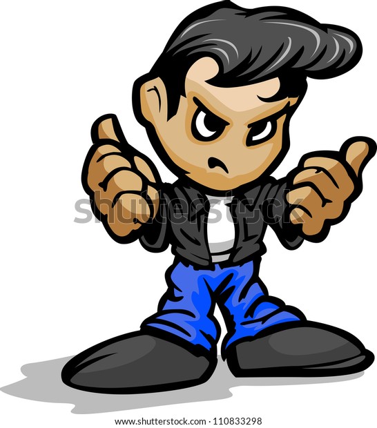 Cartoon Vector Illustration Cool Fifties Greaser 스톡 벡터(로열티 프리 ...