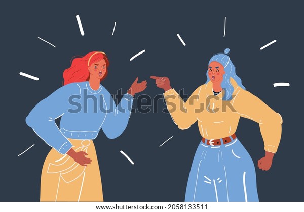 Cartoon Vector Illustration Couple Wrangle On Stock Vector (Royalty ...