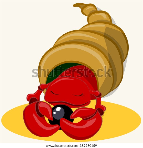 Cartoon Vector Illustration Crab Asleep Hugging Stock Vector (Royalty ...