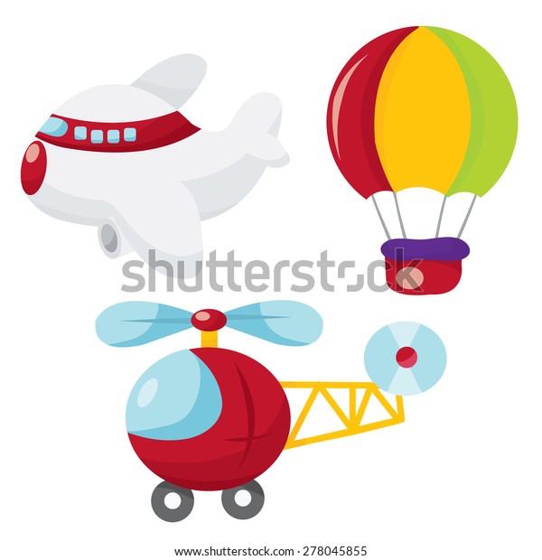 Cartoon Vector Illustration Cute Air Transportation Stock Vector ...