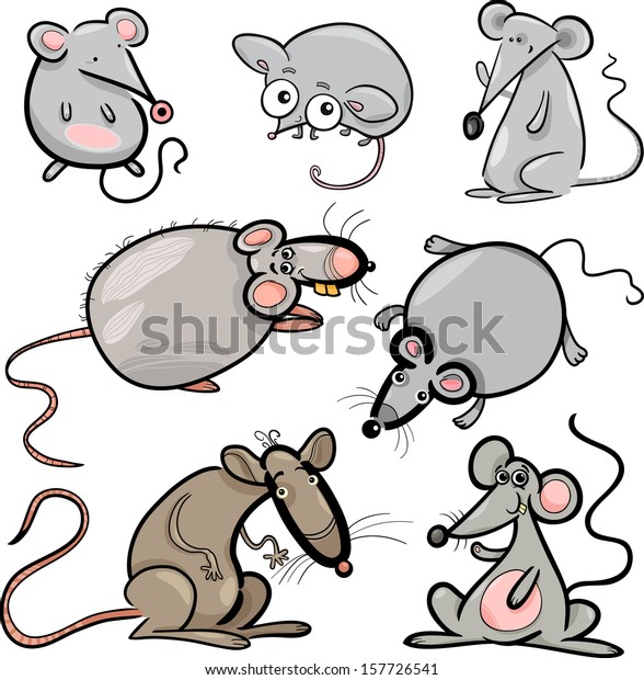 Cartoon Vector Illustration Cute Mice Rats 库存矢量图（免版税）157726541 ...
