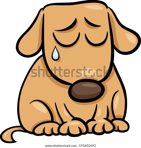 Cartoon Vector Illustration Cute Sad Dog: เวกเตอร์สต็อก (ปลอดค่า ...
