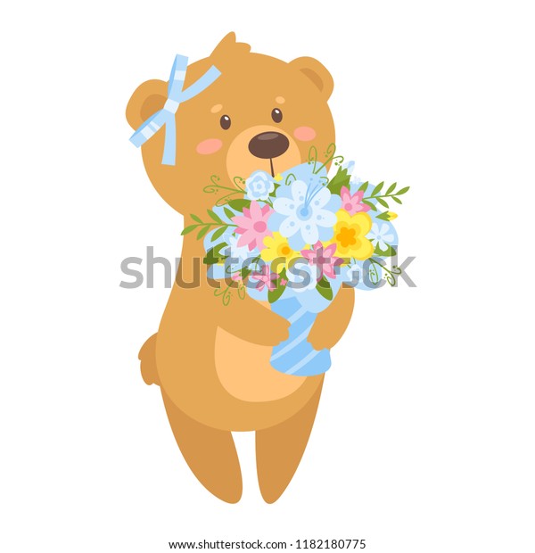 Cartoon Vector Illustration Cute Teddy Bear Stock Vector (Royalty Free ...