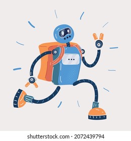 Cartoon Vector Illustration Delivery Robot Run Stock Vector (Royalty ...