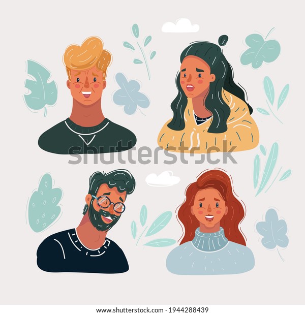 Cartoon Vector Illustration Different People Faces Stock Vector ...