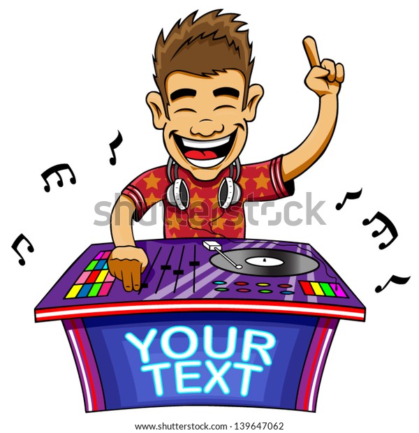 Cartoon Vector Illustration Dj Mixing Music: เวกเตอร์สต็อก (ปลอดค่า ...