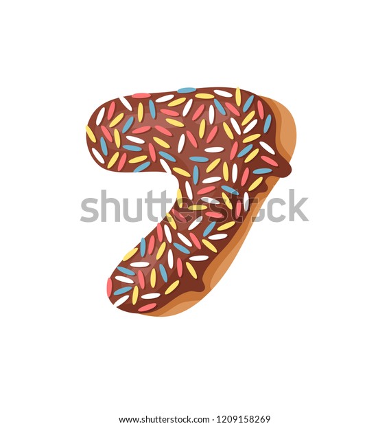 Cartoon Vector Illustration Donut Number 7 Stock Vector (Royalty Free ...