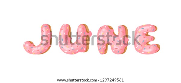 Cartoon Vector Illustration Donut Word June Stock Vector (Royalty Free ...