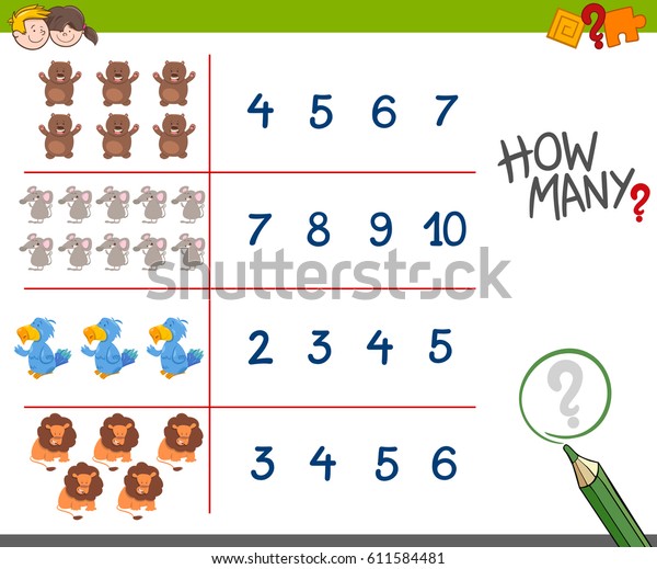 Cartoon Vector Illustration Educational Counting Game Stock Vector ...
