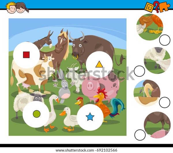 Cartoon Vector Illustration Educational Match Elements Stock Vector ...