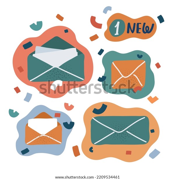 Cartoon Vector Illustration Envelopes Mail Message Stock Vector ...