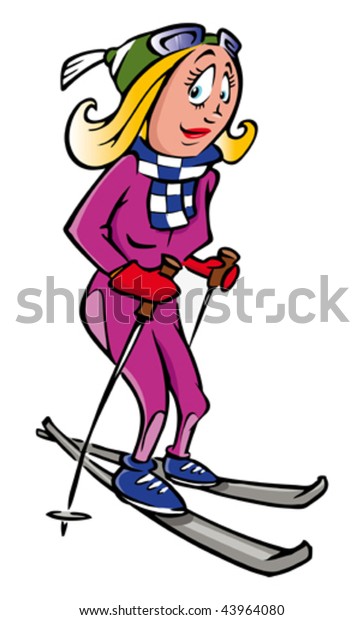Cartoon Vector Illustration Female Skier Stock Vector (Royalty Free ...