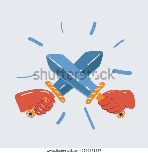 Cartoon Vector Illustration Fight Hands Sword: เวกเตอร์สต็อก (ปลอดค่า ...