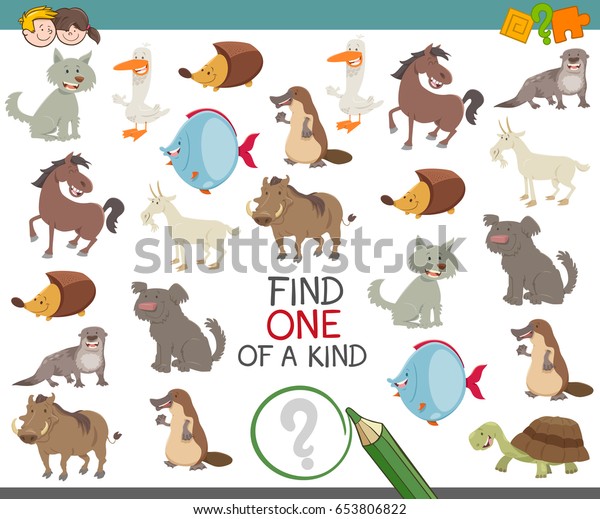 Cartoon Vector Illustration Find One Kind Stock Vector (Royalty Free ...