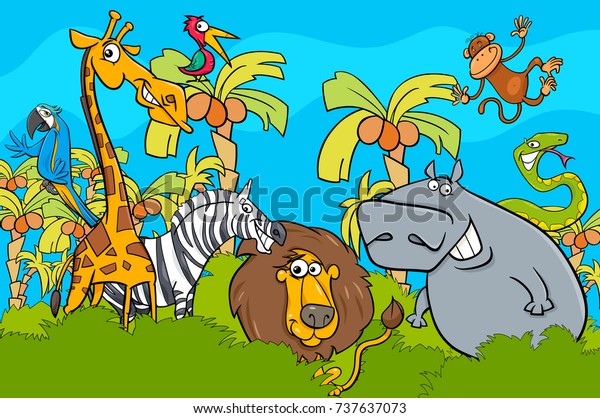 Cartoon Vector Illustration Funny African Safari Stock Vector (Royalty ...