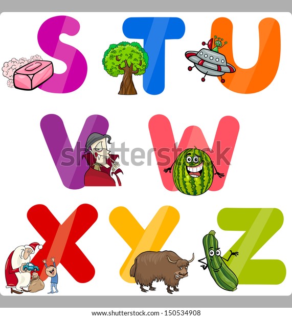 Cartoon Vector Illustration Funny Capital Letters Stock Vector (Royalty ...