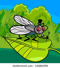 Cartoon Illustration Funny Fly Caterpillar Insect Stock Illustration ...