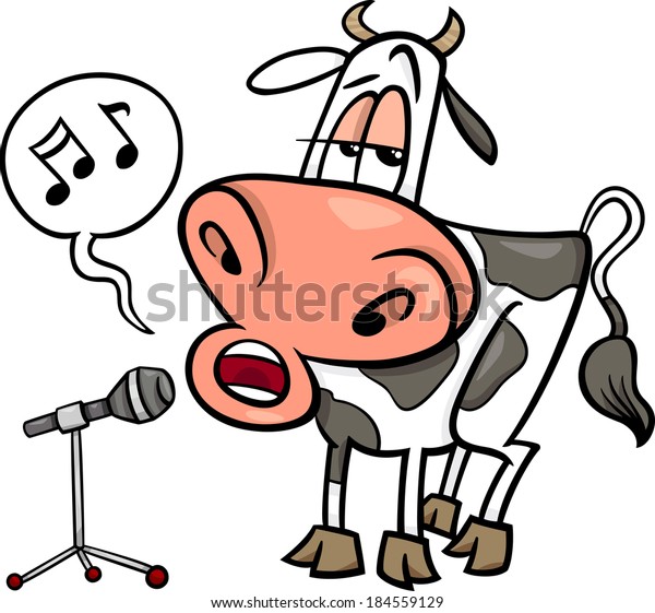 Cartoon Vector Illustration Funny Singing Cow Stock Vector (Royalty ...