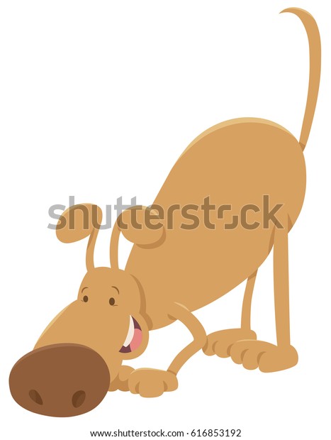 Vektor Stok Cartoon Vector Illustration Funny Sniffing Dog (Tanpa ...