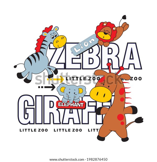 Cartoon Vector Illustration Giraffe Friends Playing Stock Vector ...