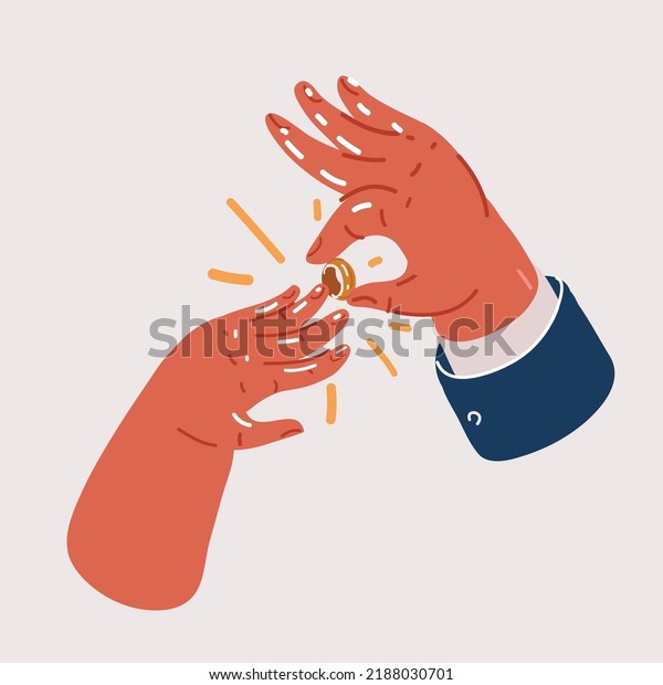 Cartoon Vector Illustration Grooms Hand Putting Stock Vector (Royalty ...
