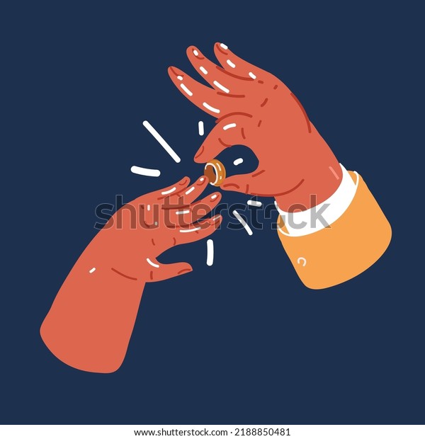 Cartoon Vector Illustration Grooms Hand Putting Stock Vector (Royalty ...