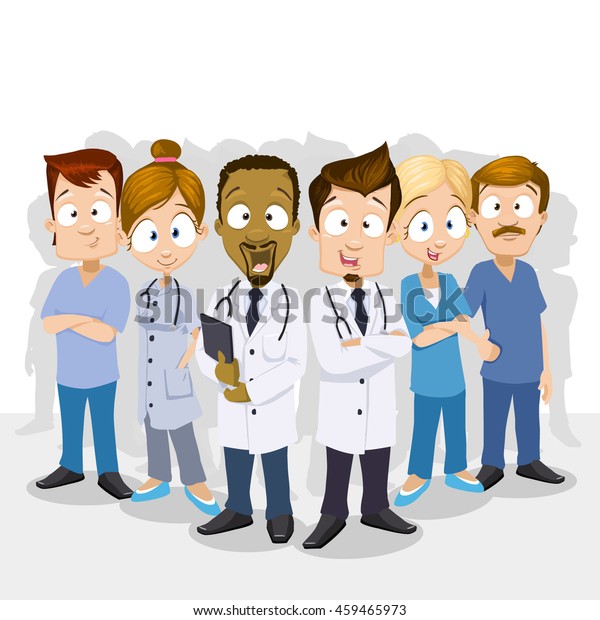 Cartoon Vector Illustration Group Doctors Hospital Stock Vector ...