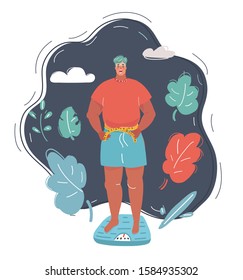 Cartoon Vector Illustration Guy On Scale Stock Vector (Royalty Free ...