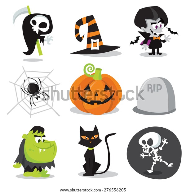 Cartoon Vector Illustration Halloween Characters Objects Stock Vector ...
