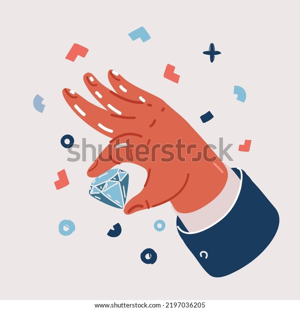 Cartoon Vector Illustration Hand Hold Diamond Stock Vector (Royalty ...