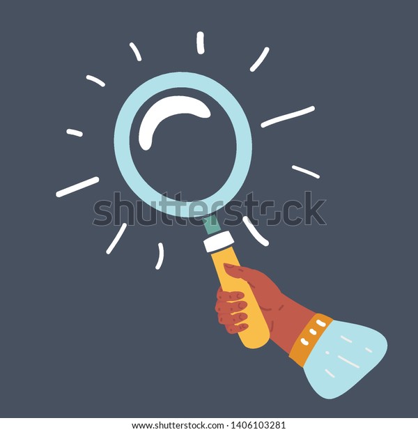Cartoon Vector Illustration Hand Holding Magnifier Stock Vector ...