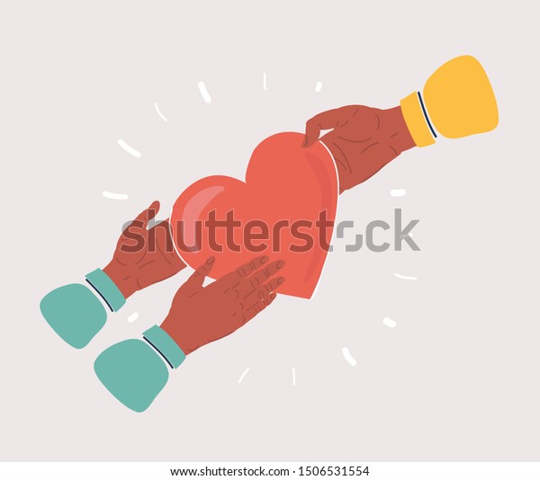 Cartoon Vector Illustration Hand Holding Heart Stock Vector (Royalty ...