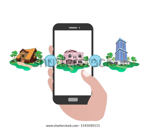 Cartoon Vector Illustration Hand Pressing Smartphones Stock Vector ...