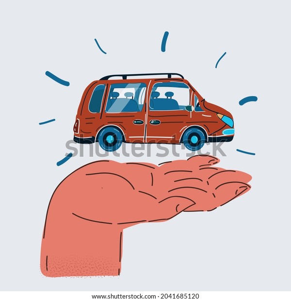 Cartoon Vector Illustration Hand Red Car Stock Vector (Royalty Free ...