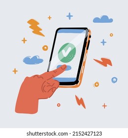 Cartoon Vector Illustration Hand Send Message Stock Vector (Royalty ...