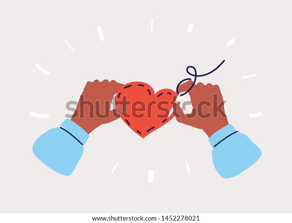 Cartoon Vector Illustration Hand Sewing Needle Stock Vector (Royalty ...