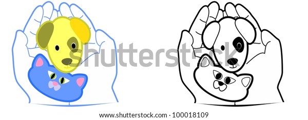 Cartoon Vector Illustration Hands Cupped Together Stock Vector (Royalty ...