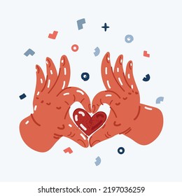 Cartoon Vector Illustration Hands Hold Heart Stock Vector (Royalty Free ...