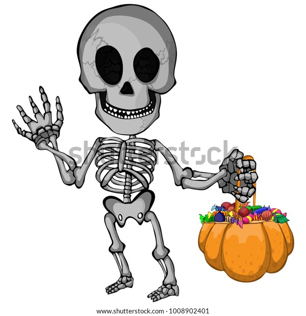 Cartoon Vector Illustration Happy Skeleton Going Stock Vector (Royalty ...