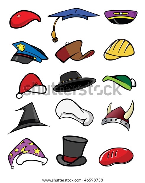 Cartoon Vector Illustration Hats Caps Collection Stock Vector (Royalty ...