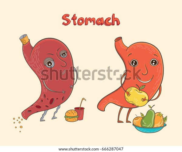 Cartoon Vector Illustration Healthy Sick Human Stock Vector (Royalty ...