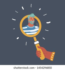 Cartoon Vector Illustration Human Hand Magnifying Stock Vector (Royalty ...