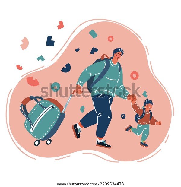 Cartoon Vector Illustration Humanitarian Catastrophe During Stock ...