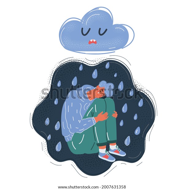 Cartoon Vector Illustration Image Sad Man Stock Vector (Royalty Free ...