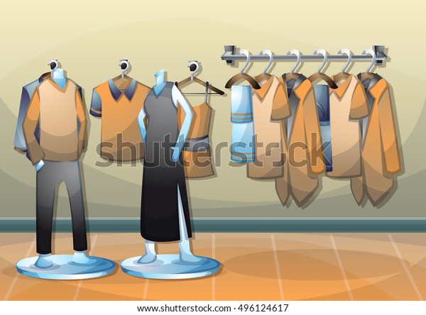 Cartoon Vector Illustration Interior Clothing Room Stock Vector ...
