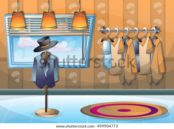 Cartoon Vector Illustration Interior Clothing Room Stock Vector ...