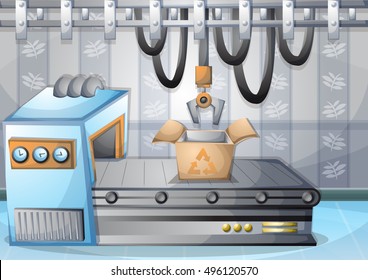 Cartoon Vector Illustration Interior Factory Room Stock Vector (Royalty ...